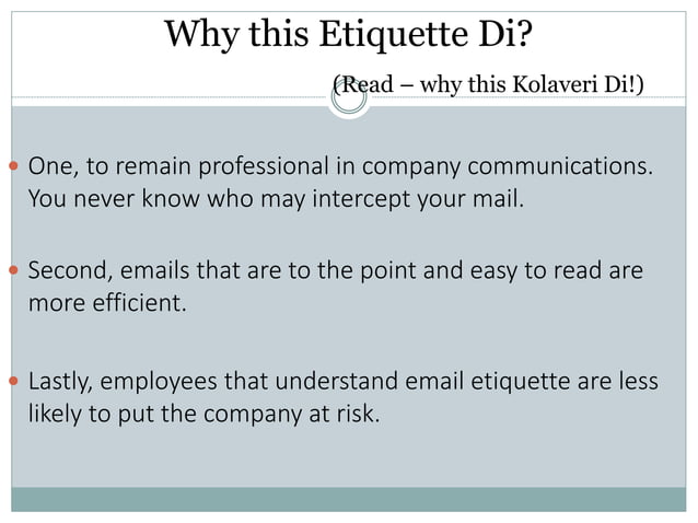 Email Etiquette - Basics | PPTX | Email | Internet