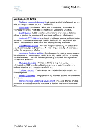 Training leadership | PDF