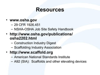 Scaffolding Safety US OSHA Requirements USISHA | PPT