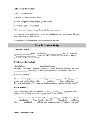 Training Manual Canvassing | PDF