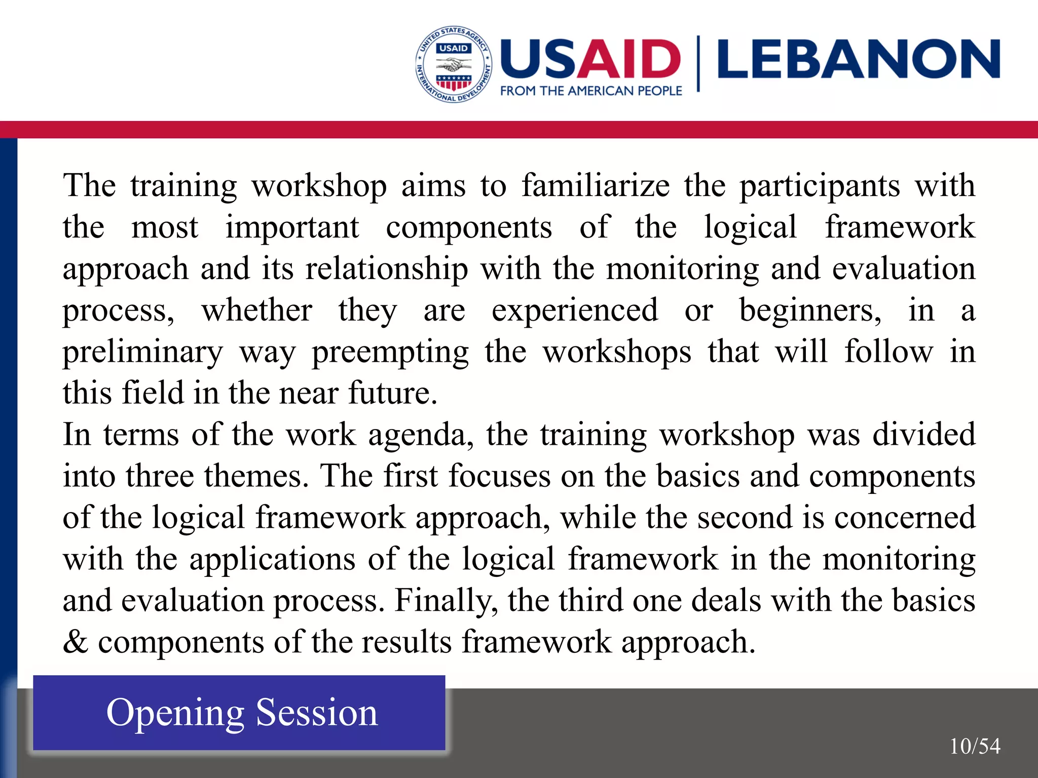 Training On Logical Framework Approach Monitoring And Evaluation
