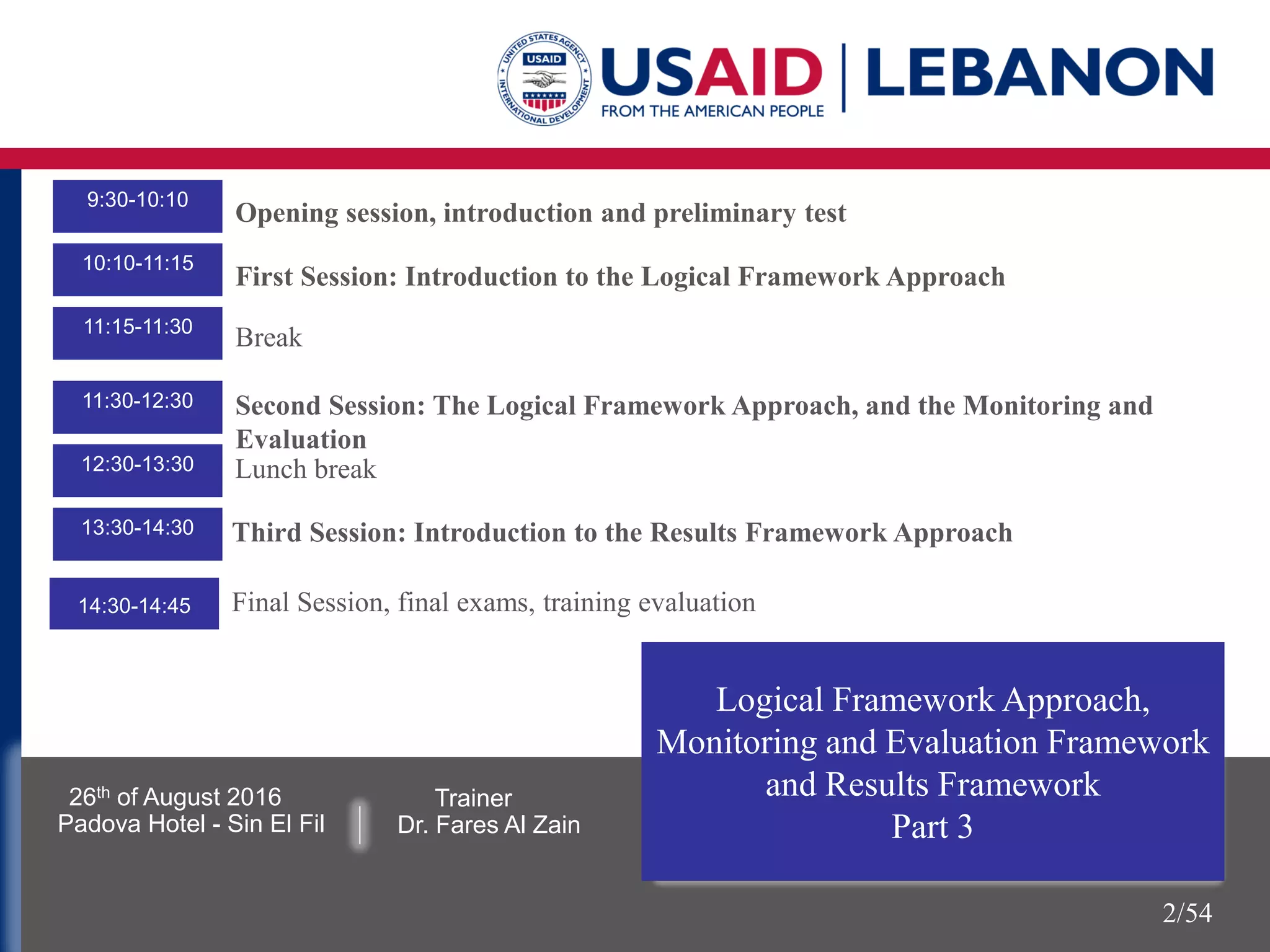 Training On Logical Framework Approach Monitoring And Evaluation