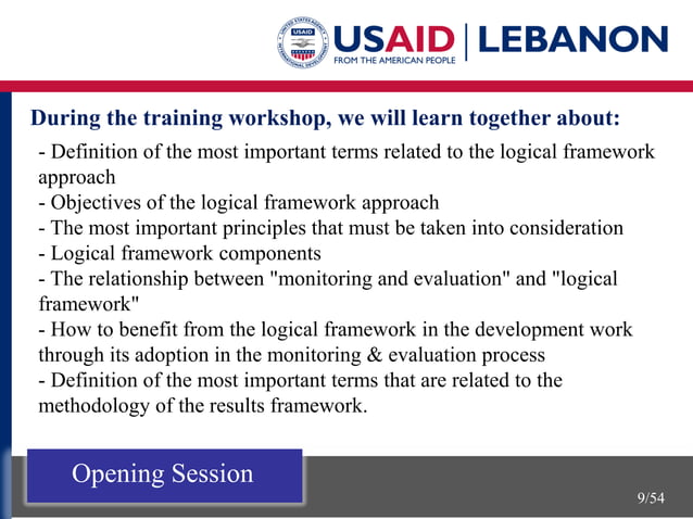 Training On Logical Framework Approach Monitoring And Evaluation