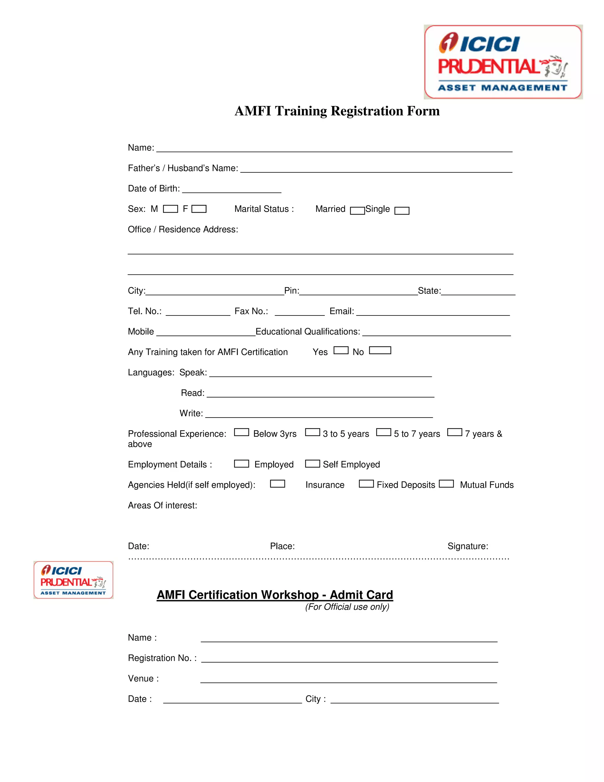 Training registration form-amfi | PDF