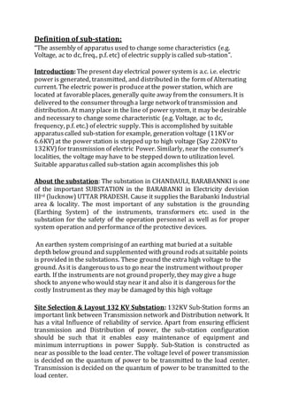 Training report-in-a-132-k-v-substation | DOCX