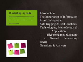 Training Workshop Underground Utility Mapping | PPTX