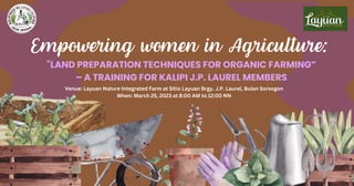 Training 01 - Land Preparation - KALIPI J.P. Laurel - | PDF