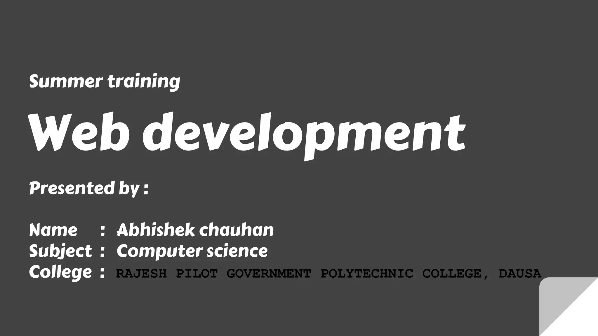 Web Development Training Summary | PPT