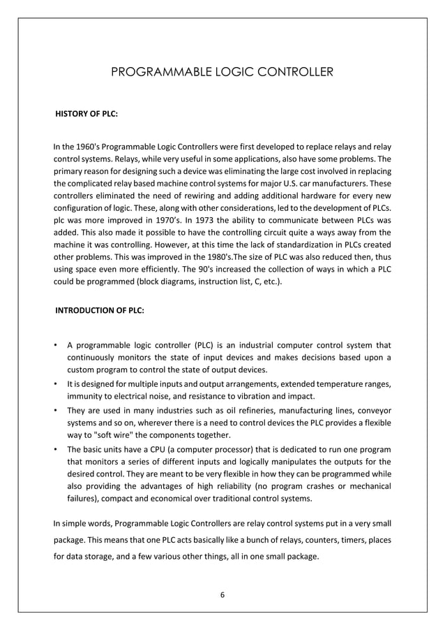 TRAINING REPORT ON INDUSTRIAL AUTOMATION- PLC SCADA, VARIABLE FREQUENCY DRIVE | PDF