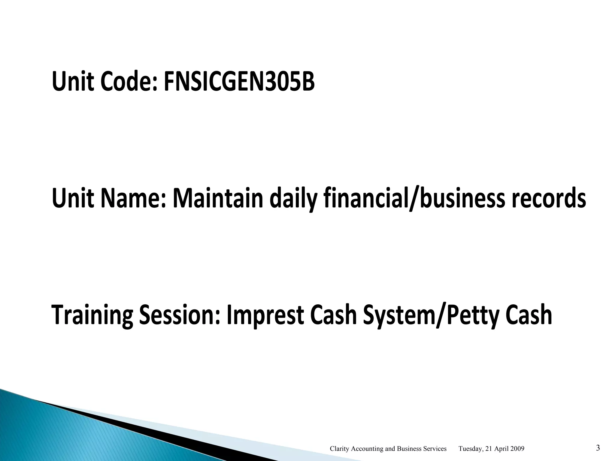 Training 3 Imprest Cash | PPT