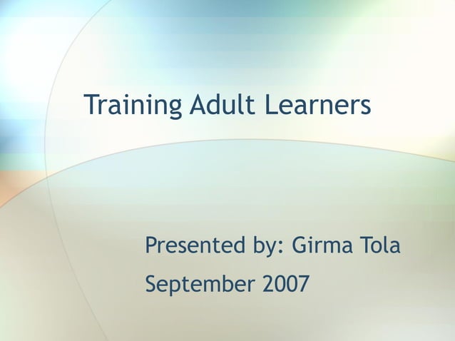 Training Adult Learners | PPT