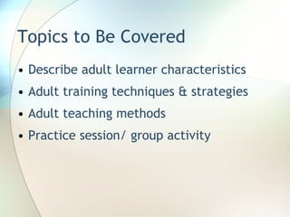 Training Adult Learners | PPT