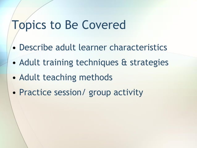 Training Adult Learners | PPT