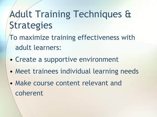 Training Adult Learners | PPT