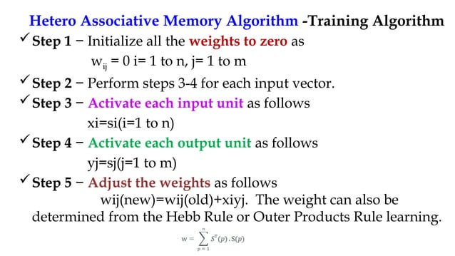 Training Algorithms for Pattern Association.pptx