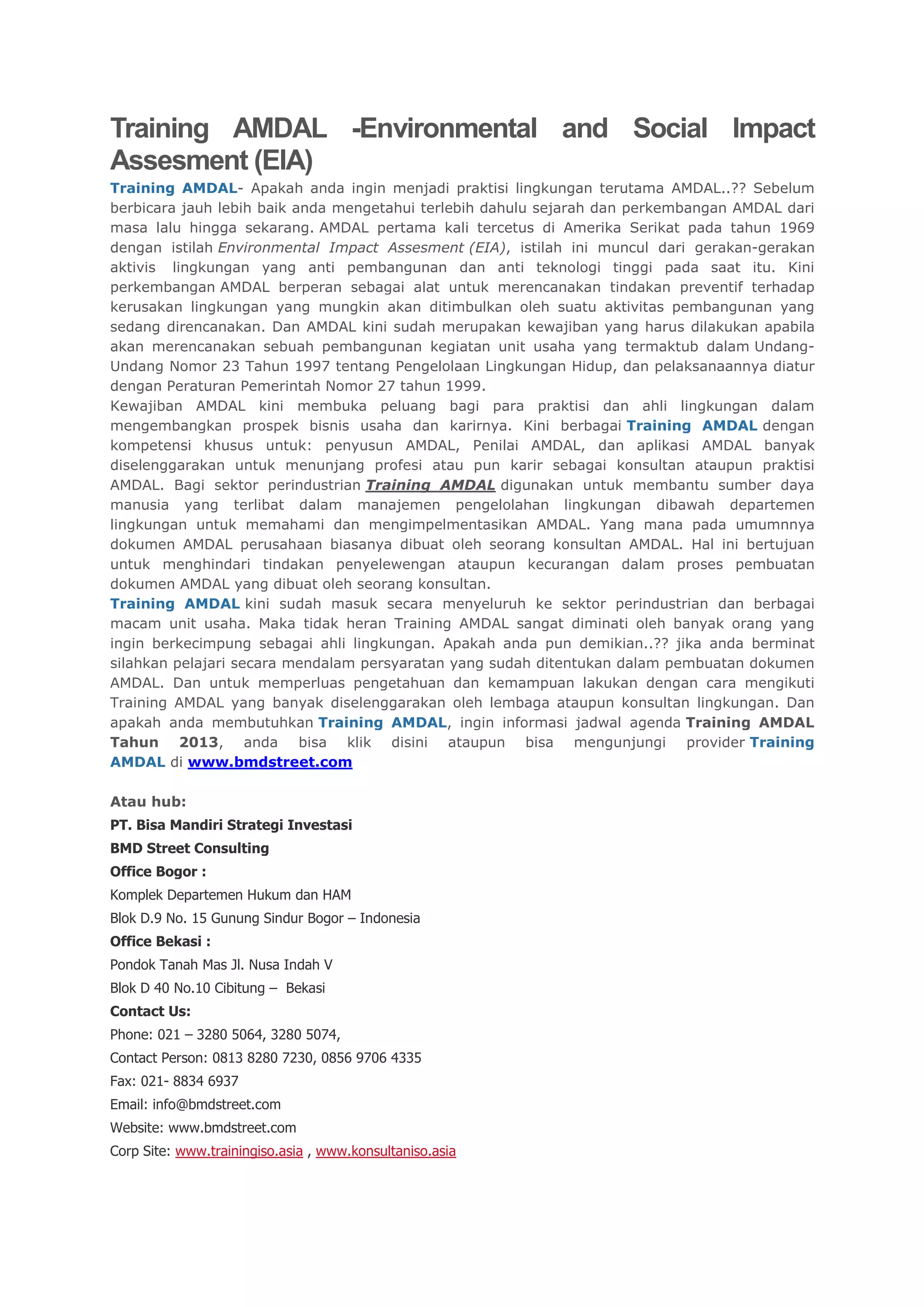 Training amdal | PDF