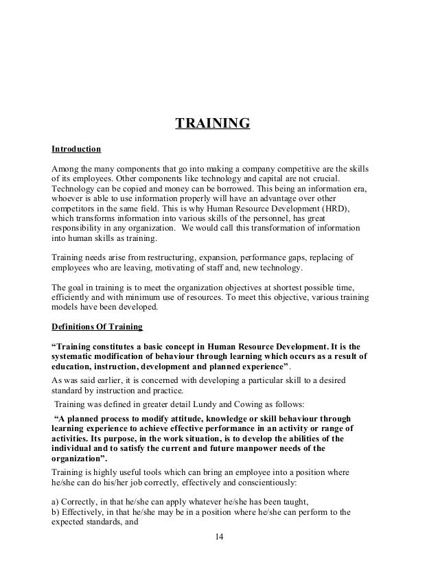 Training and development