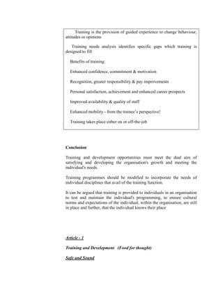 Training and development | PDF