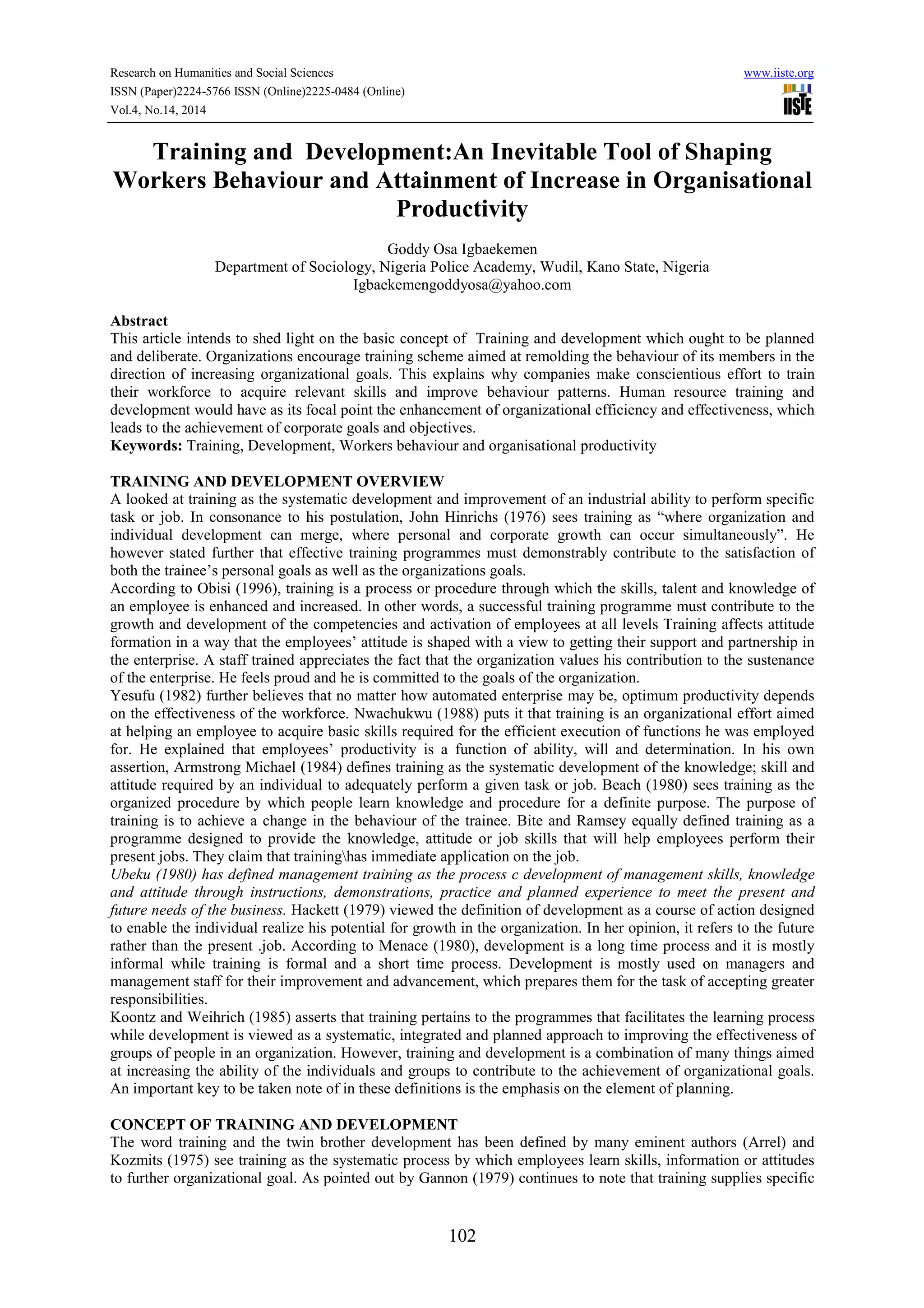 Training and development | PDF