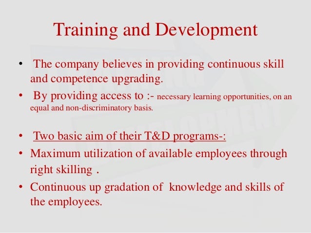 Training and development