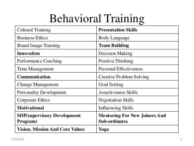 Training and development