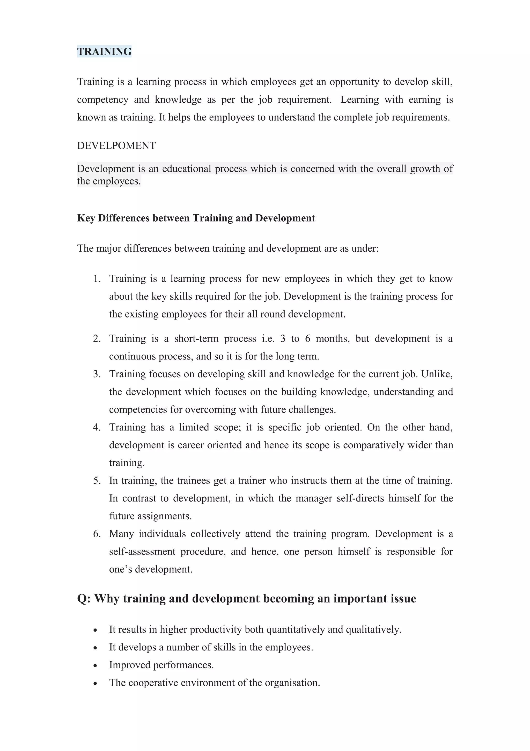 Training and development | DOC