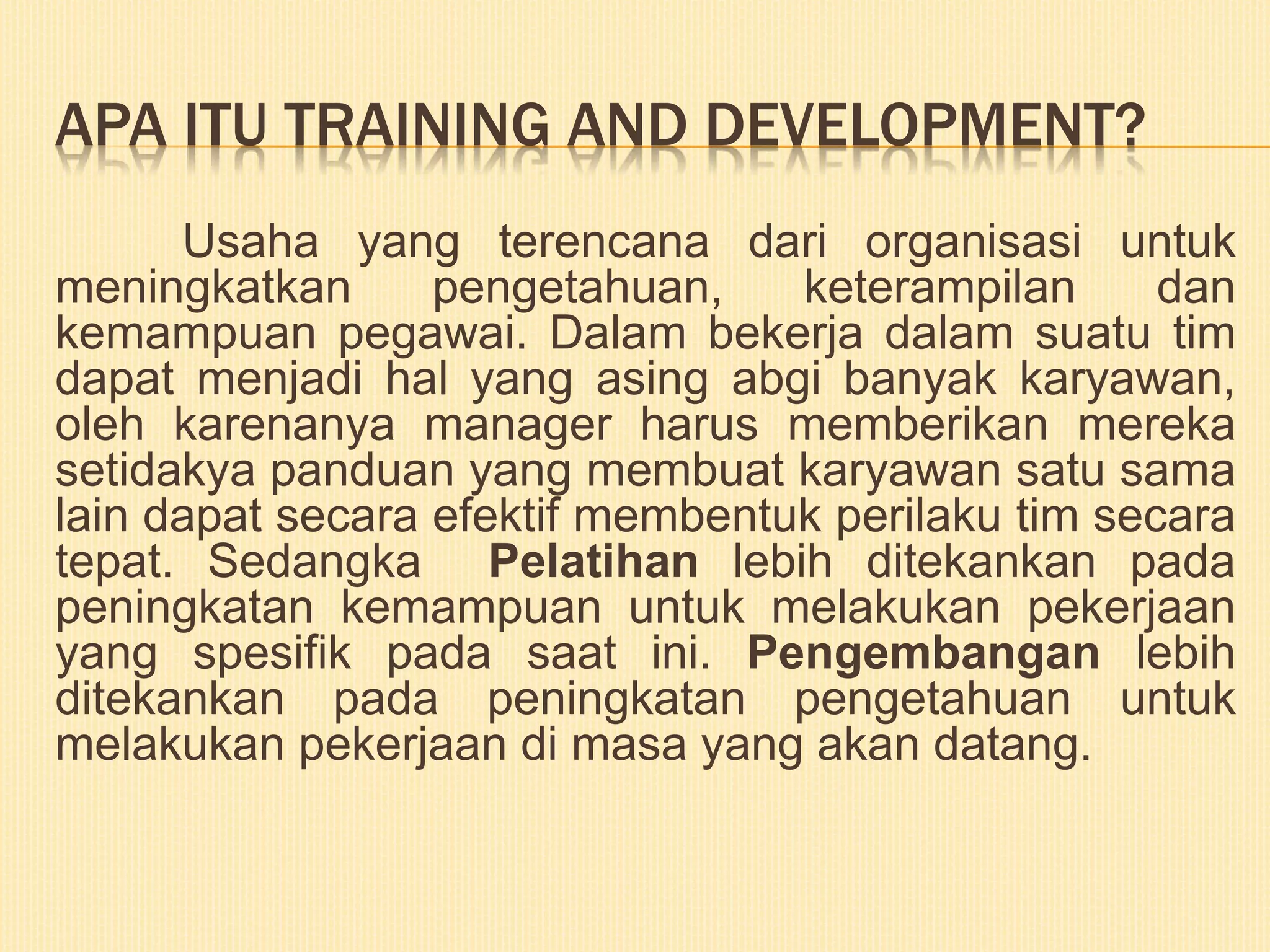 Training and Development | PPTX