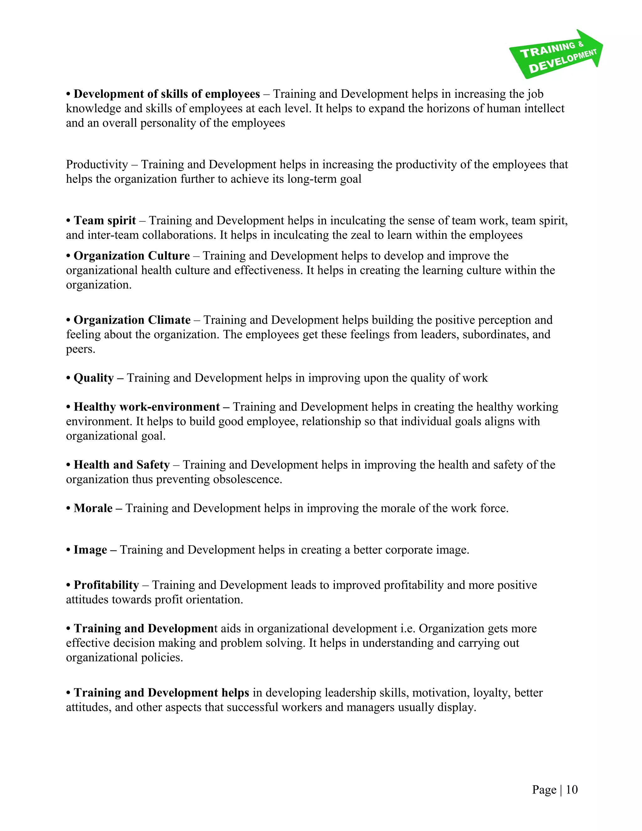 Training And Development | DOC