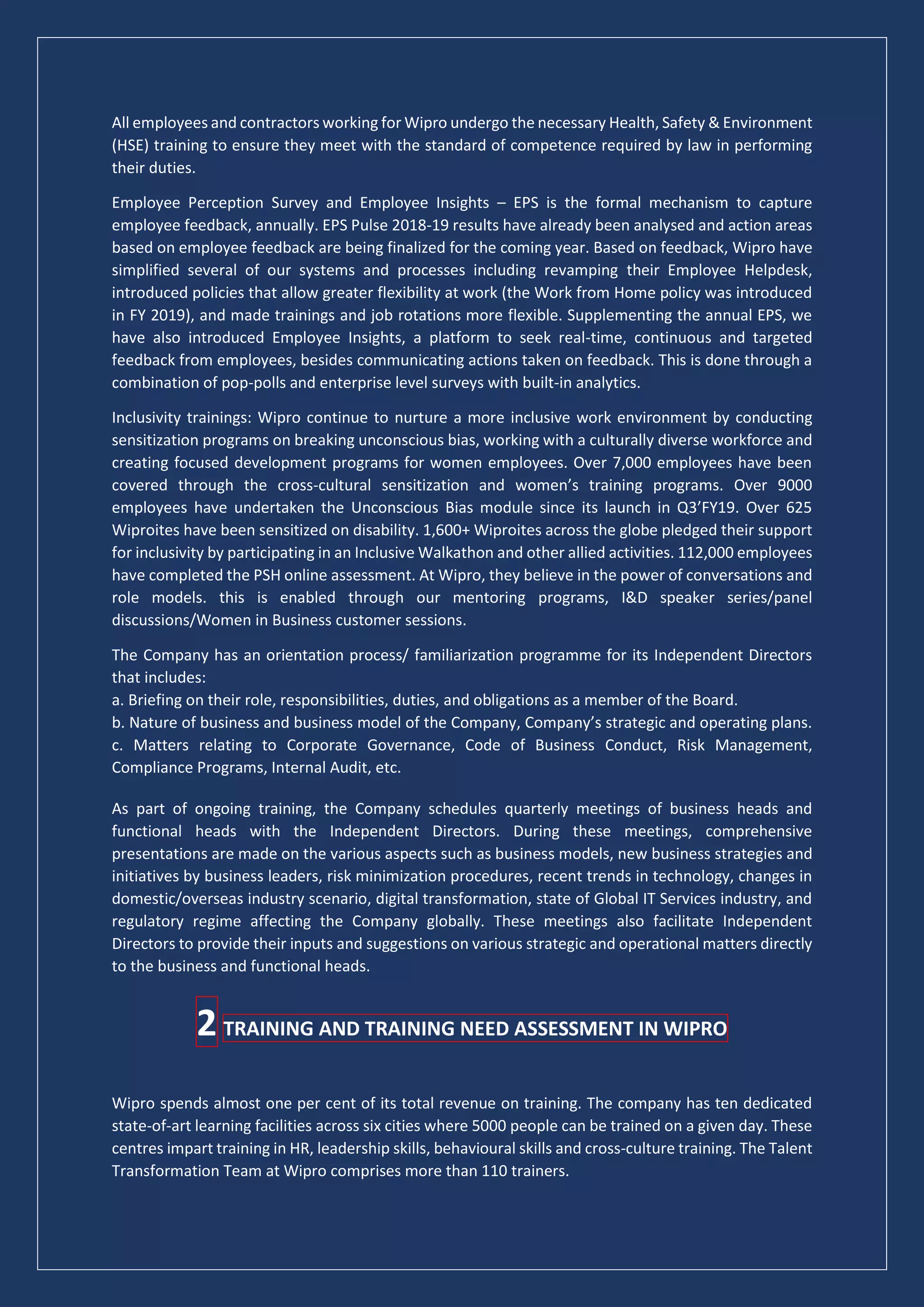 Training and Performance Apprisal in Wipro | PDF