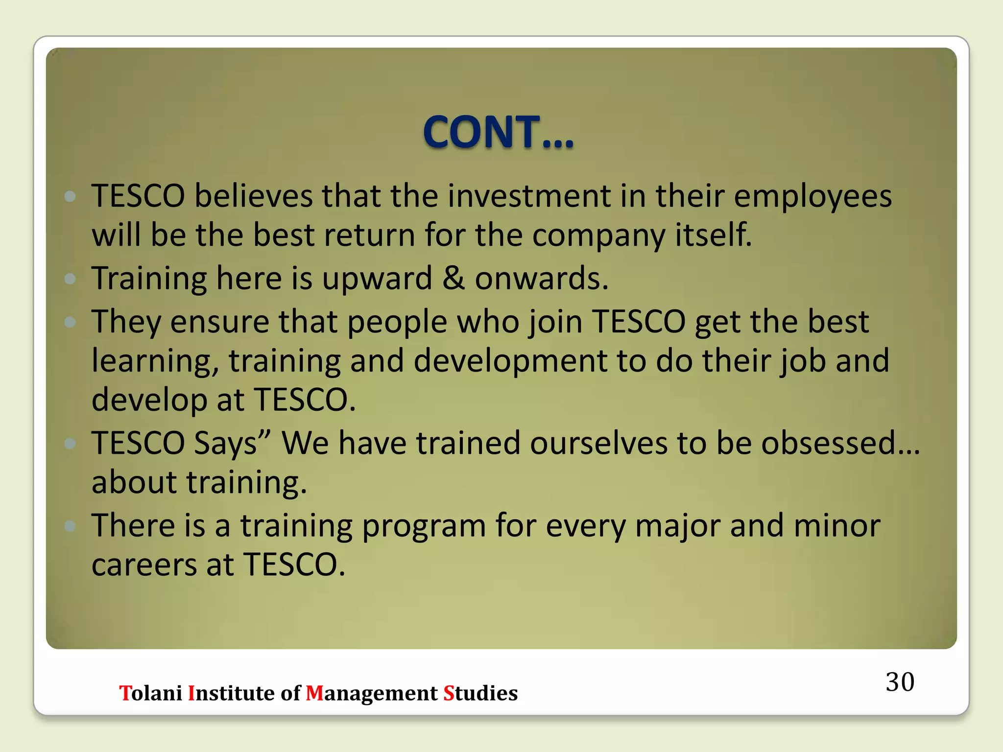 Training and Development at TESCO | PPTX