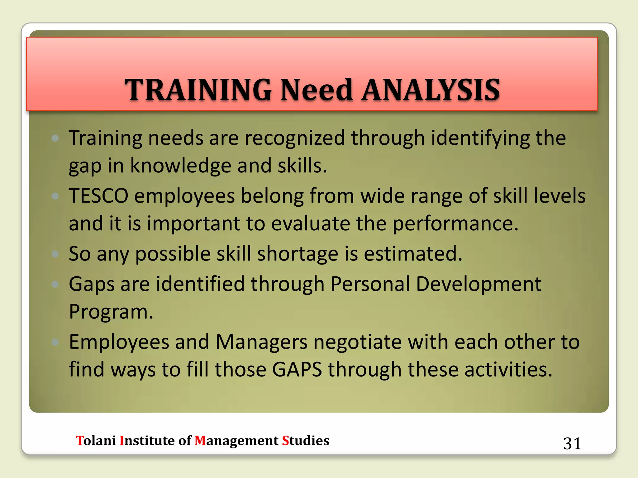 Training and Development at TESCO | PPTX