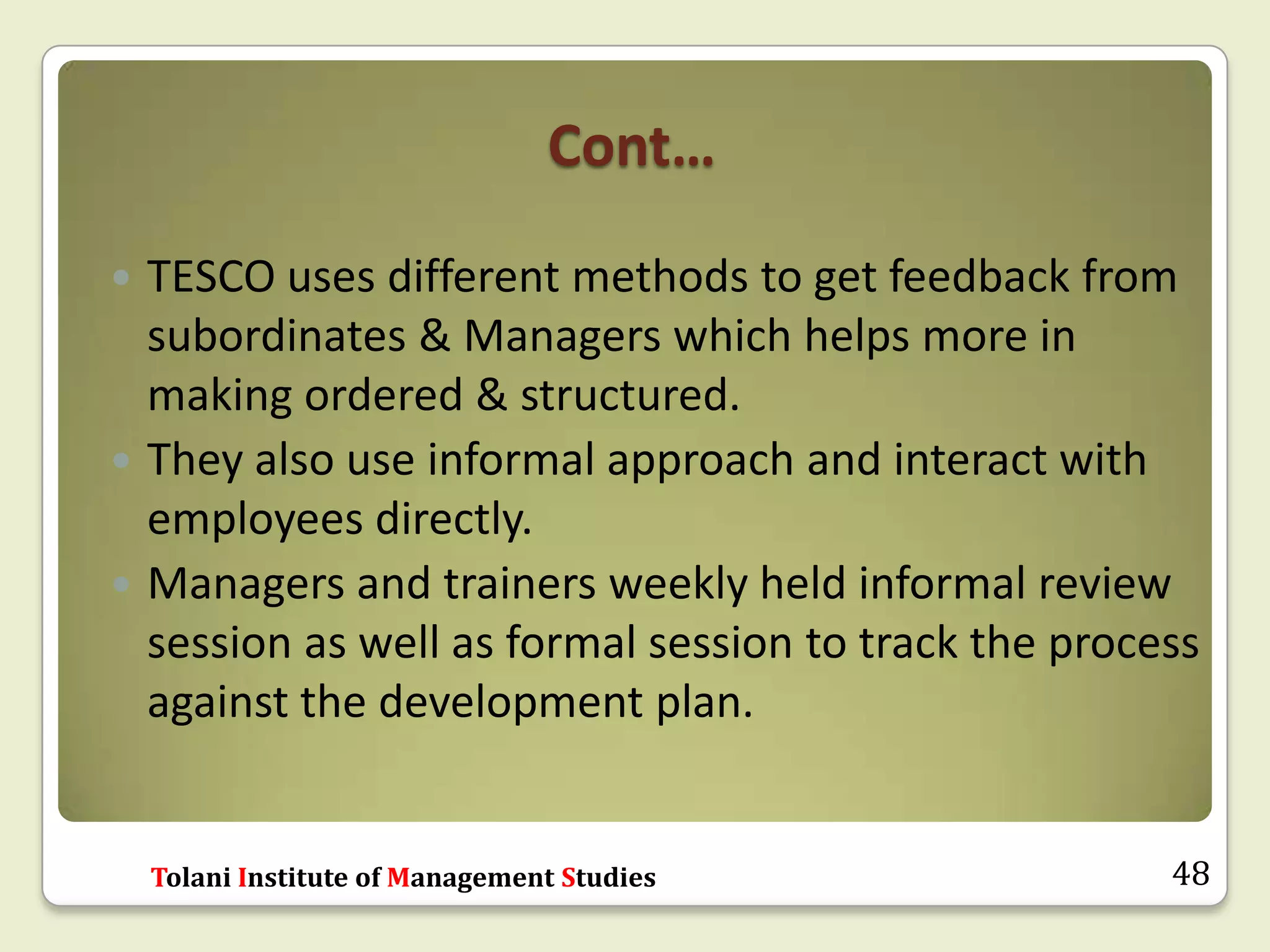 Training and Development at TESCO | PPTX