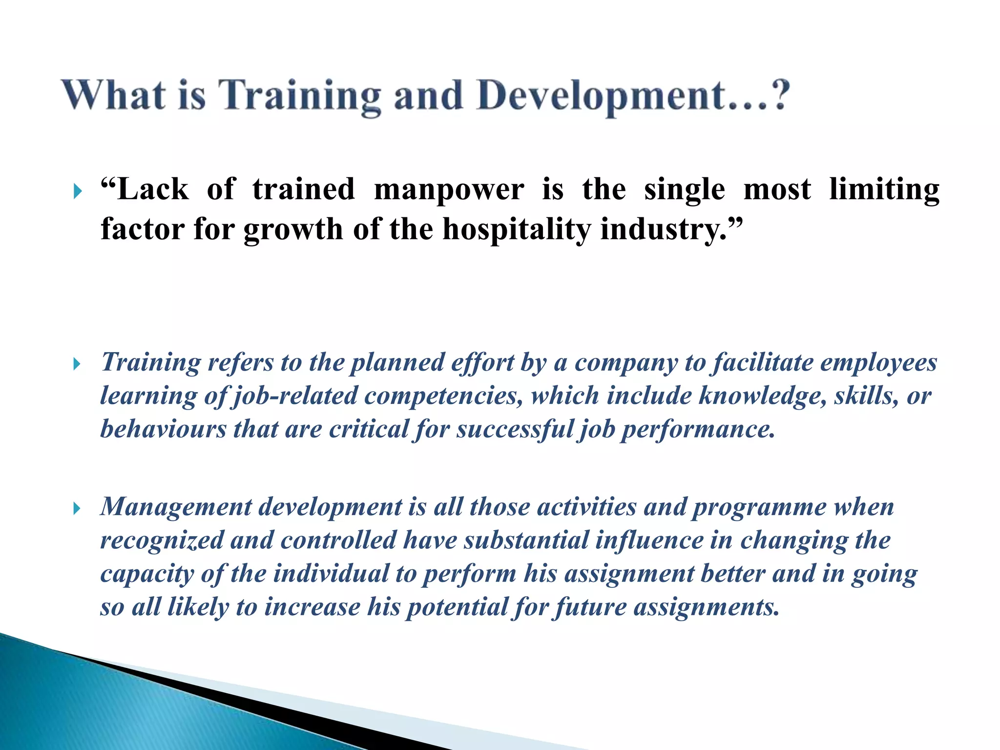 Training and development in hospitality sector(hotel industry) | PPTX