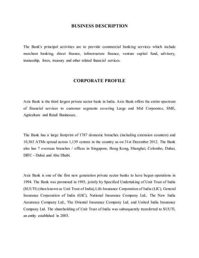 Training and development in axis bank | DOCX