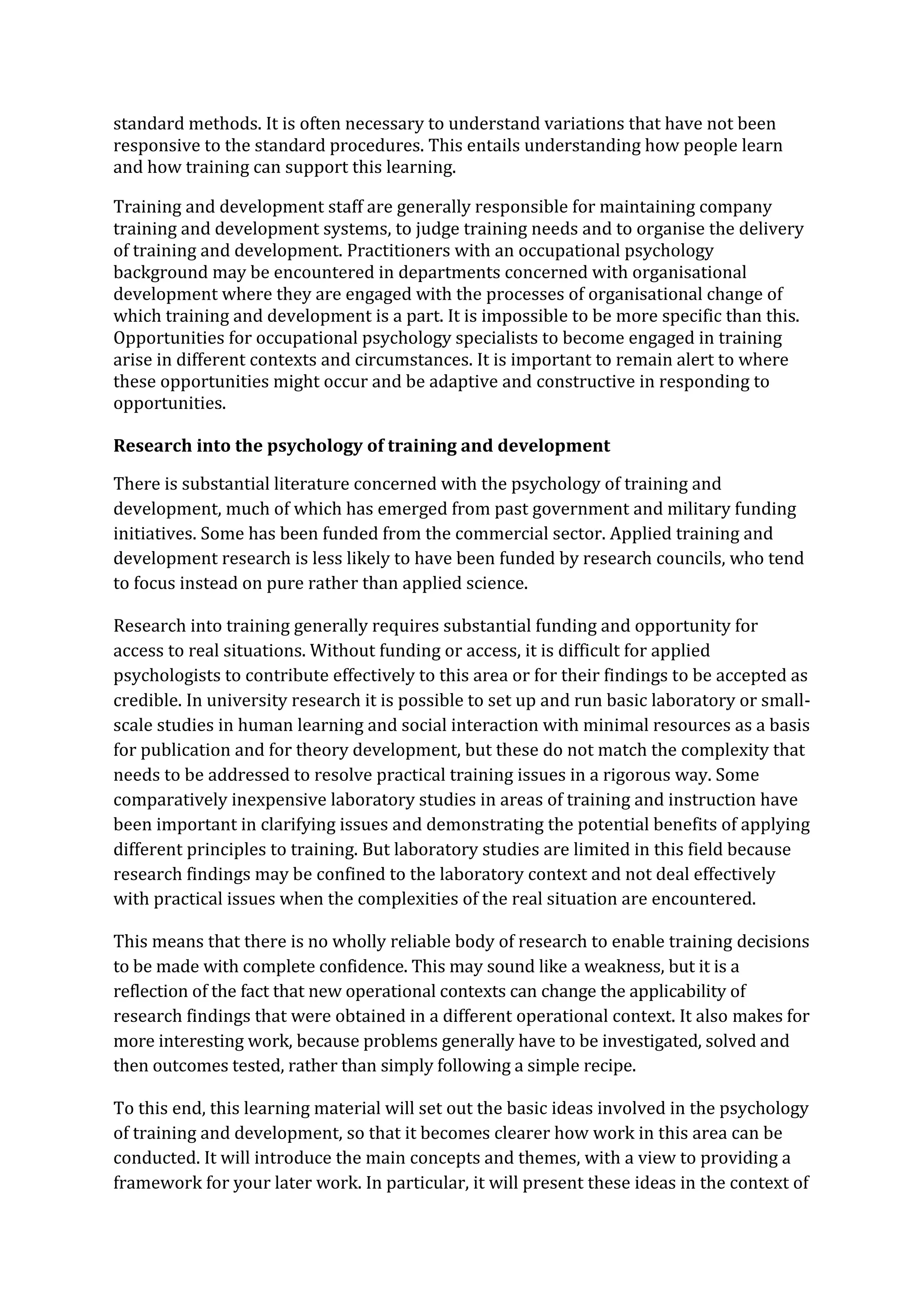 Training and development introduction and overview trf | PDF