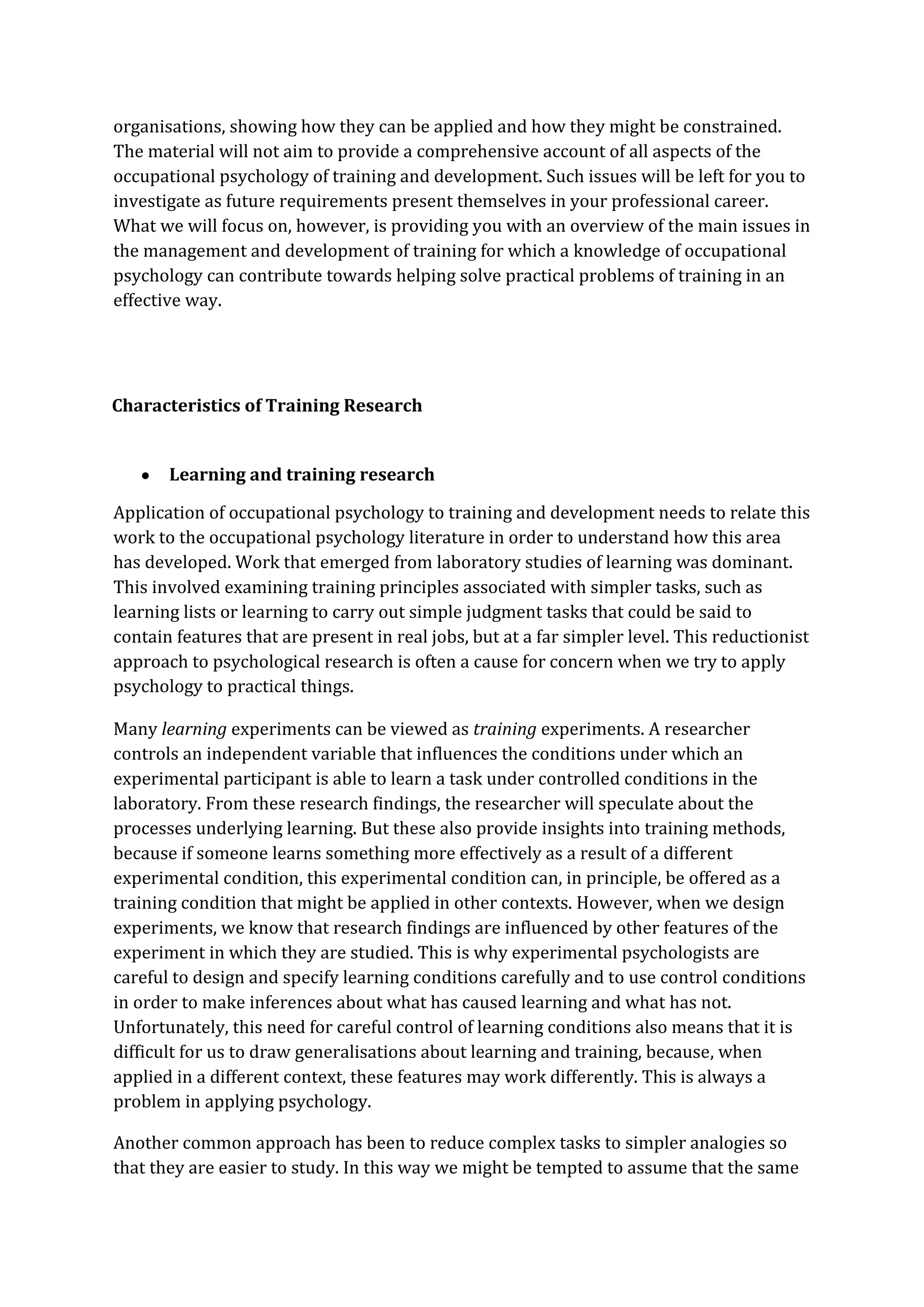 Training and development introduction and overview trf | PDF