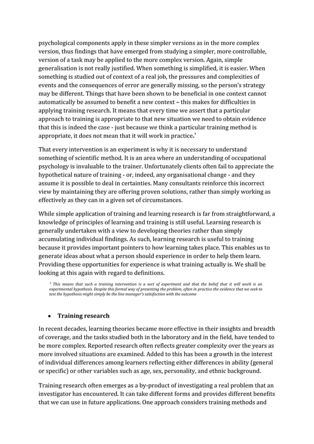 Training and development introduction and overview trf | PDF