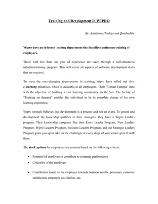 Training and development in wipro | DOC