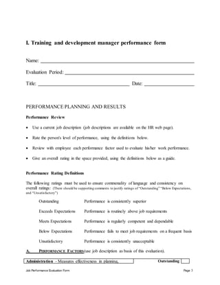 Training and development manager performance appraisal | DOCX