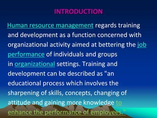 Training and development of human resource | PPT