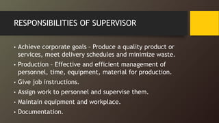 Training and development of supervisor | PPTX