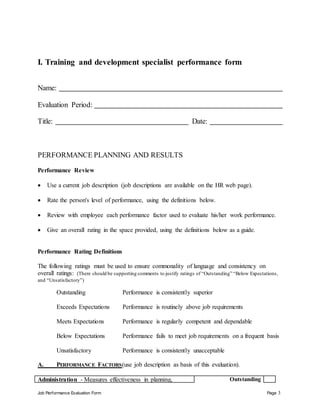 Training and development specialist perfomance appraisal 2 | DOCX