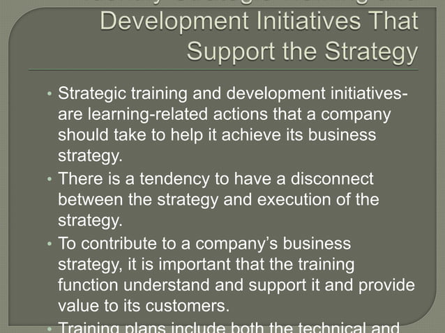 THE STRATEGIC TRAINING AND DEVELOPMENT PROCESS | PPTX | Business ...