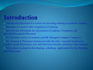 Training and placement ppt | PPSX