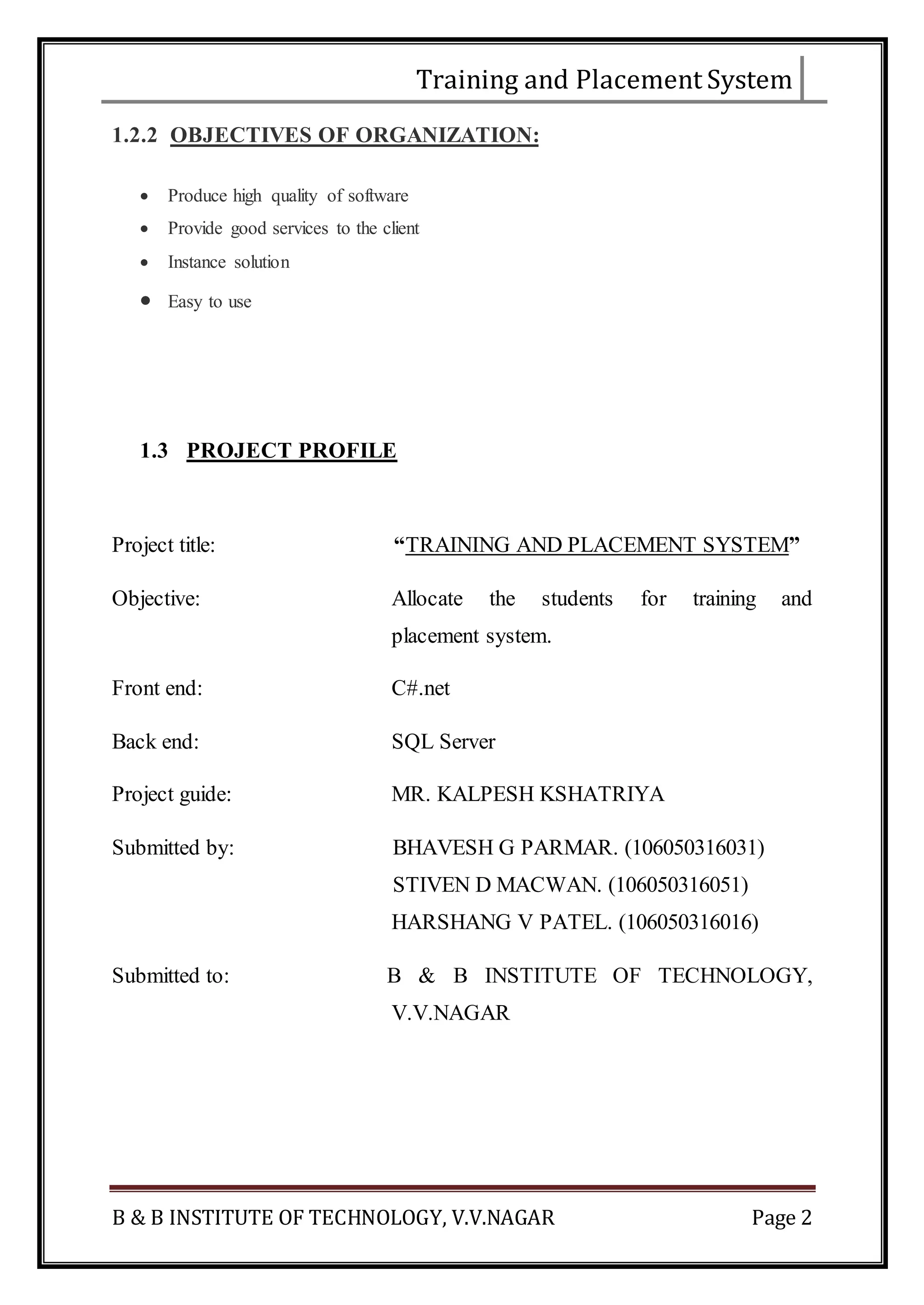 Training and placement | DOCX