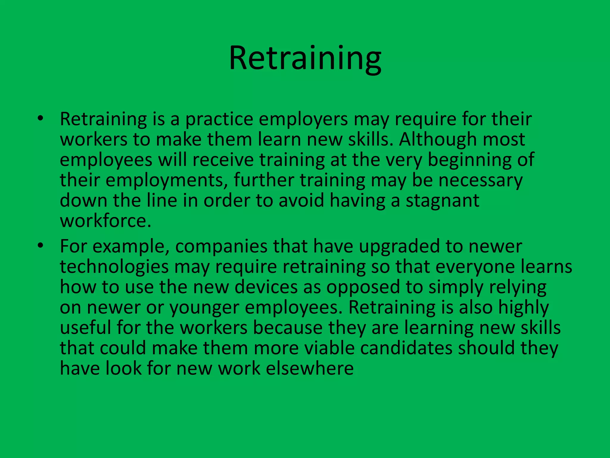 Training and retraining of employees | PPTX