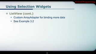 [Android] Using Selection Widgets | PDF
