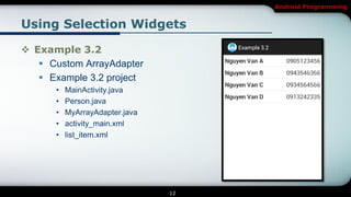 [Android] Using Selection Widgets | PDF