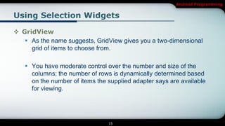 [Android] Using Selection Widgets | PDF