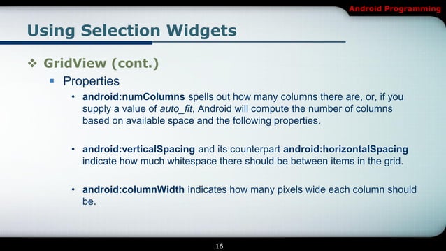 [Android] Using Selection Widgets | PDF